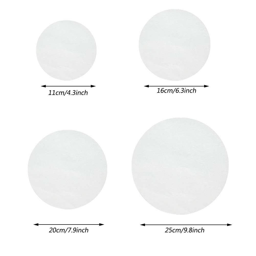 MOTZU 144 Pack 8 inch Air Fryer Lining, Bamboo Steamer Liner, Pre-Cut Non-Stick Parchment Paper Round Sheets for Separating Frozen Patty, Steaming Basket, Baking, Cooking Fried Food, Tortilla Press