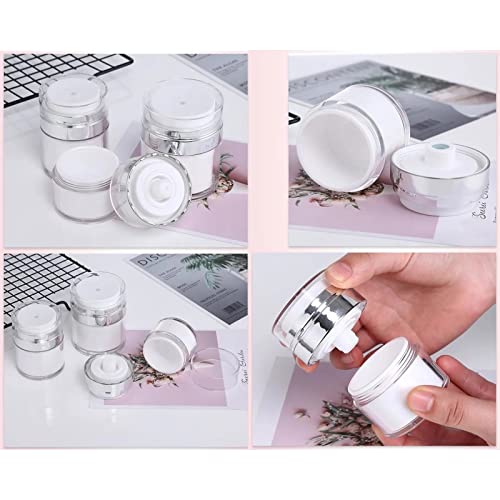 Roiper Cream Jar Vacuum Bottle, Makeup Lotion Travel Container Push Down Pump Dispenser, 15/30/50 ML Refillable Portable Airless Pump Bottles