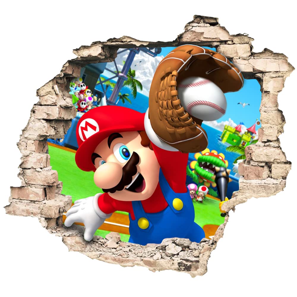 Super Mario Game Wall Stickers Boys Funny 3D Vinyl Stickers Nursery Kindergarten Decoration Cartoon Poster Wallpaper