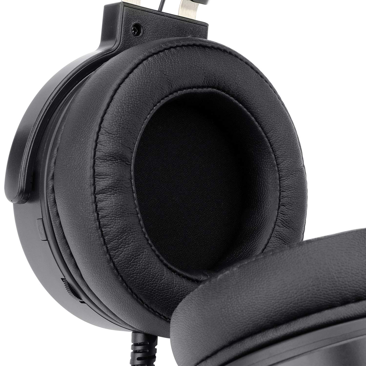 HUO JI Lamia Gaming Headset with 7.1 Surround Sound, Volume Control, Noise Cancelling, RGB Light, Stand, Over Ear Wired Headphone, with Mic for PC, PS4, Black