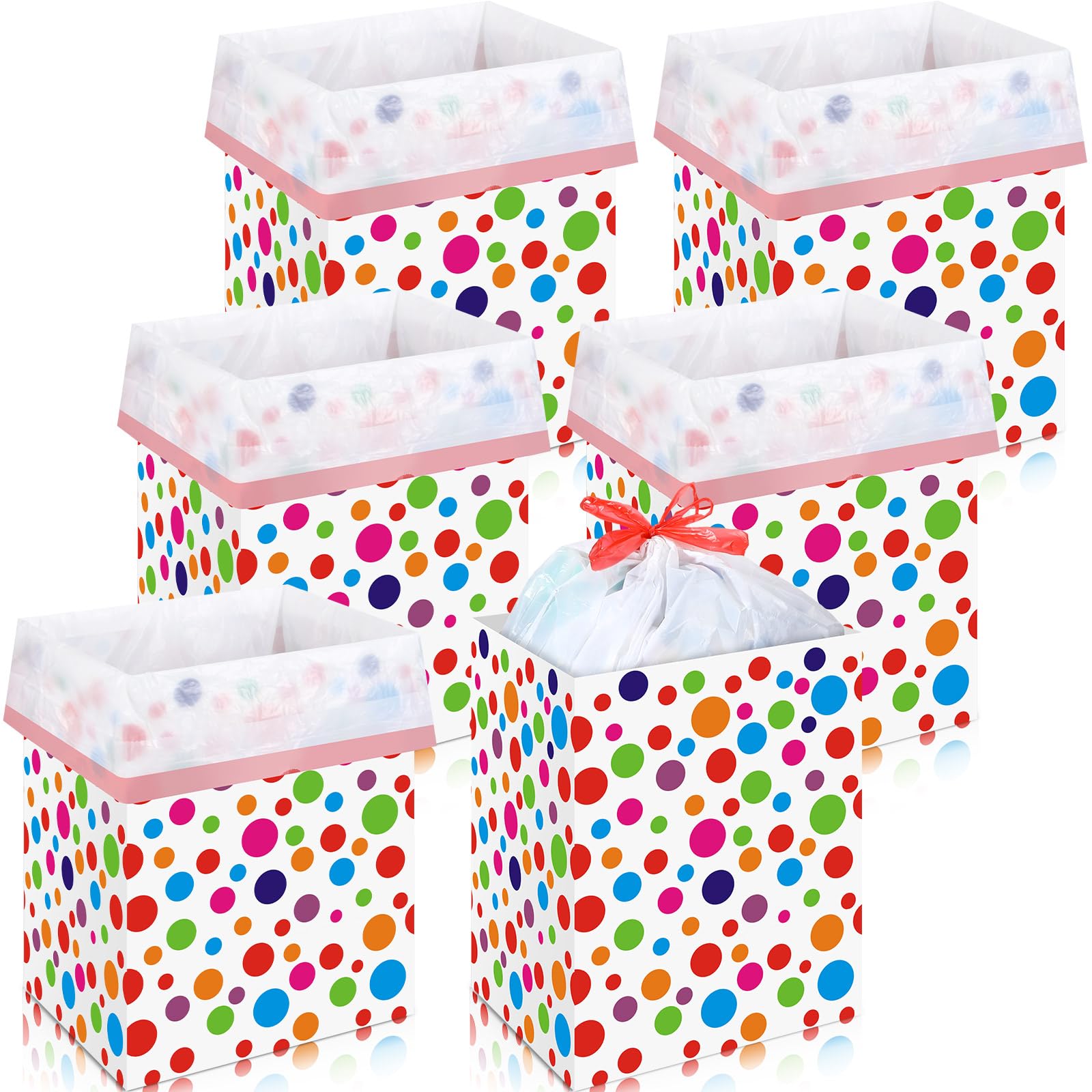 Sliner 6 Pack 13 Gallon Trash Cans Disposable Trash Cans for Parties Plastic Recycle Garbage Bins for Kitchen Summer Picnic Birthday Wedding Party Events,17.7" x 10.2" x 13.4"(Ghost Face)