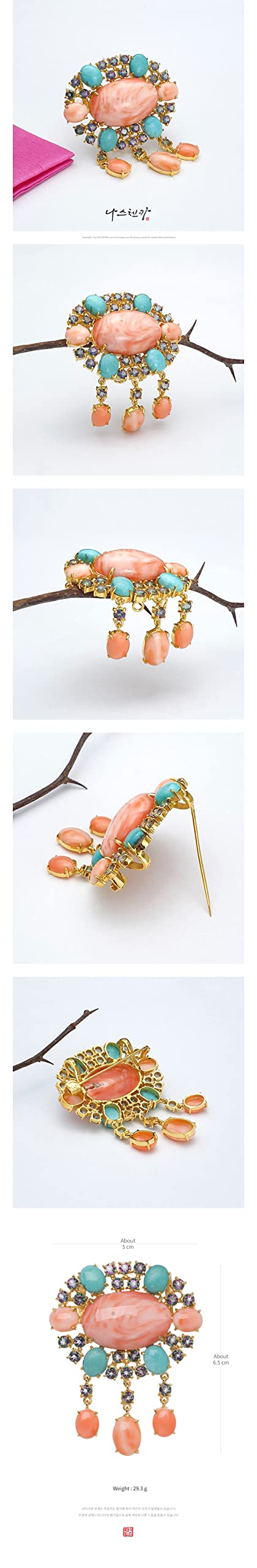 NASCHENKA Traditional Korean Hanbok brooch pin accessories gemstone jewelry for women moms gift