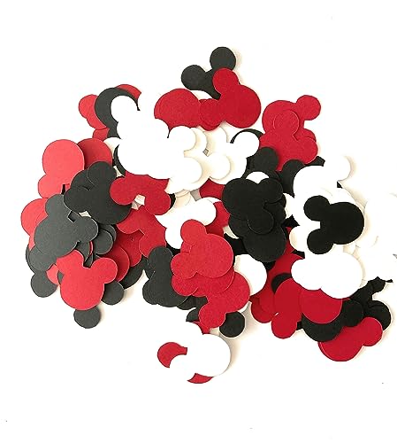 Red Black and White Mouse Head Paper Confetti 1 Inch 450 Pieces