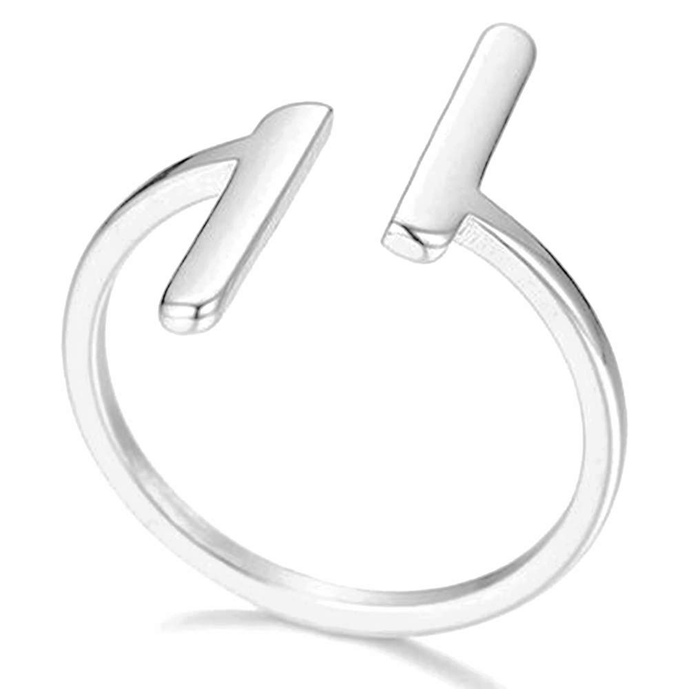 Jude Jewelers Stainless Steel Double Bar Statement Promise Anniversary Wedding Ring (Silver, 7)