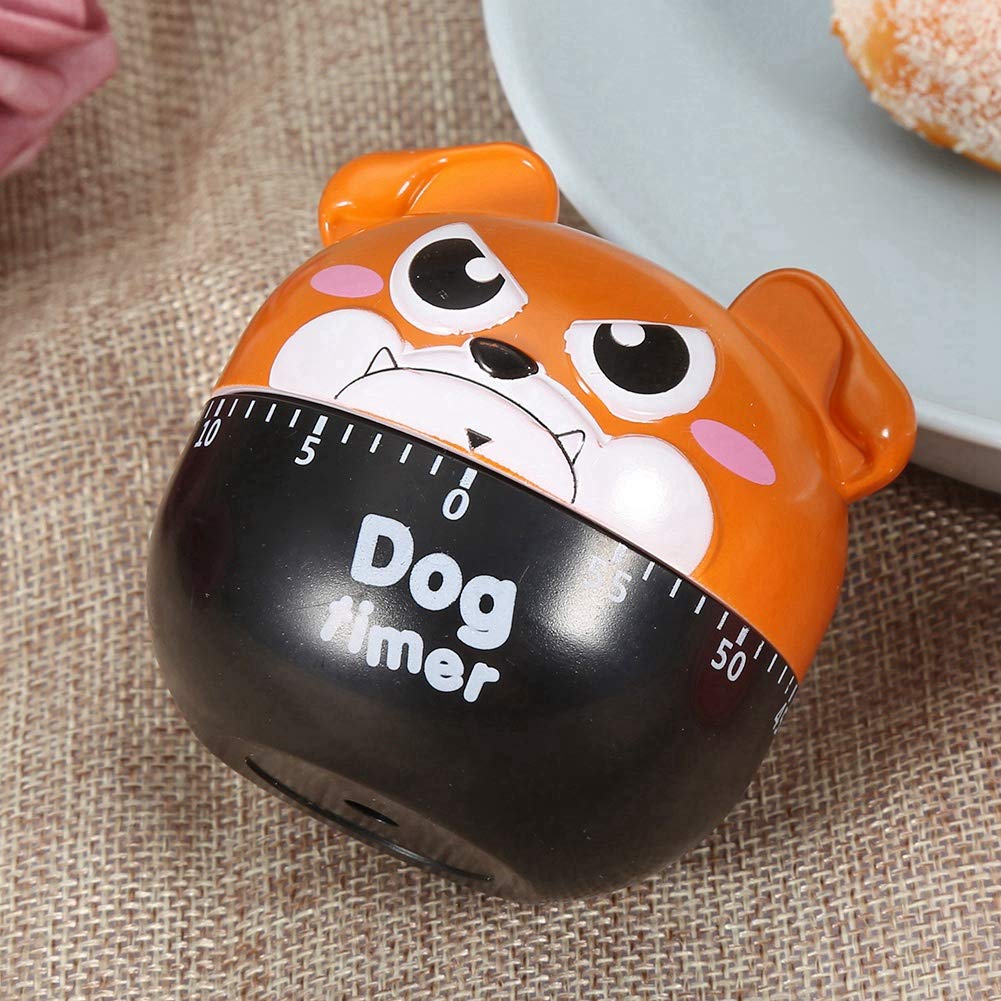 Mechanical Kitchen Timer Cute Dog Shape 55-Minute Countdown Timer No Battery Required Clock Cooking Baking Reminder Timing Tool(Brown)