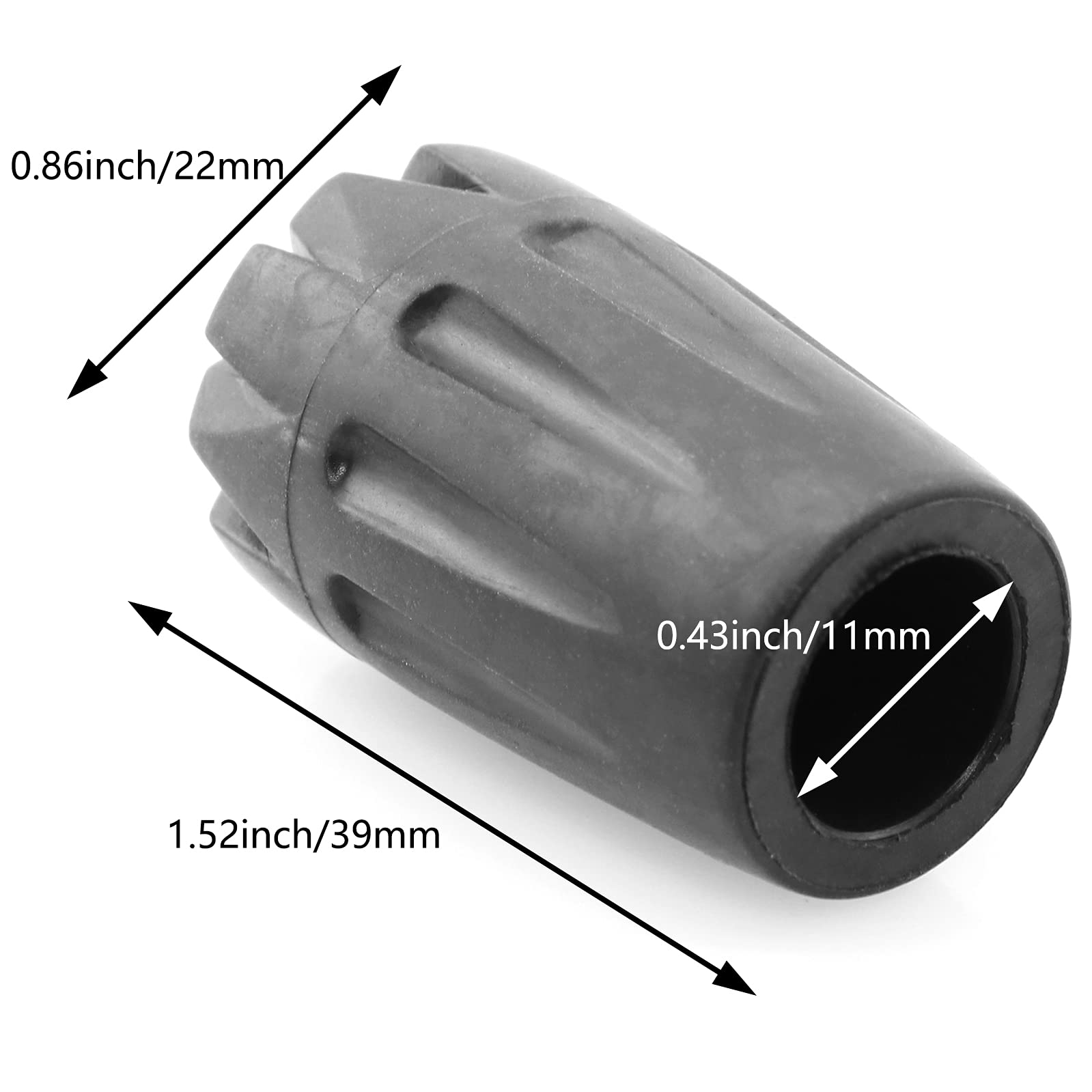 Lind Kitchen Rubber Trekking Pole Tip 8PCS 1.1 x 3.8cm Black Rubber Hiking Walking Sticks Cap Ends Tip Protectors Gummipuffer Ferrules
