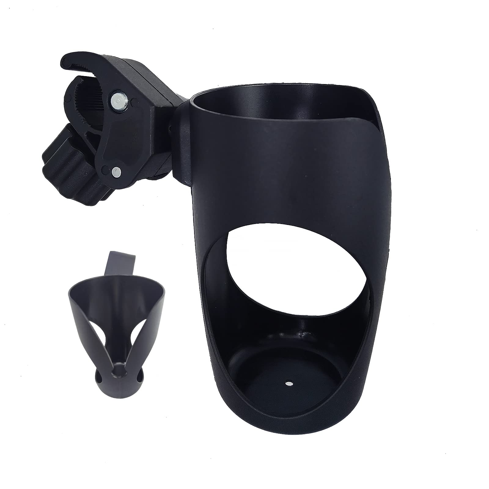 Stroller Cup Bottle Mug Holder Universal Holder for Stroller,Bike,Wheelchair,Walker,Scooter,Black Rotatable and Adjustable Clamp(DJ-902-L9W9H14)