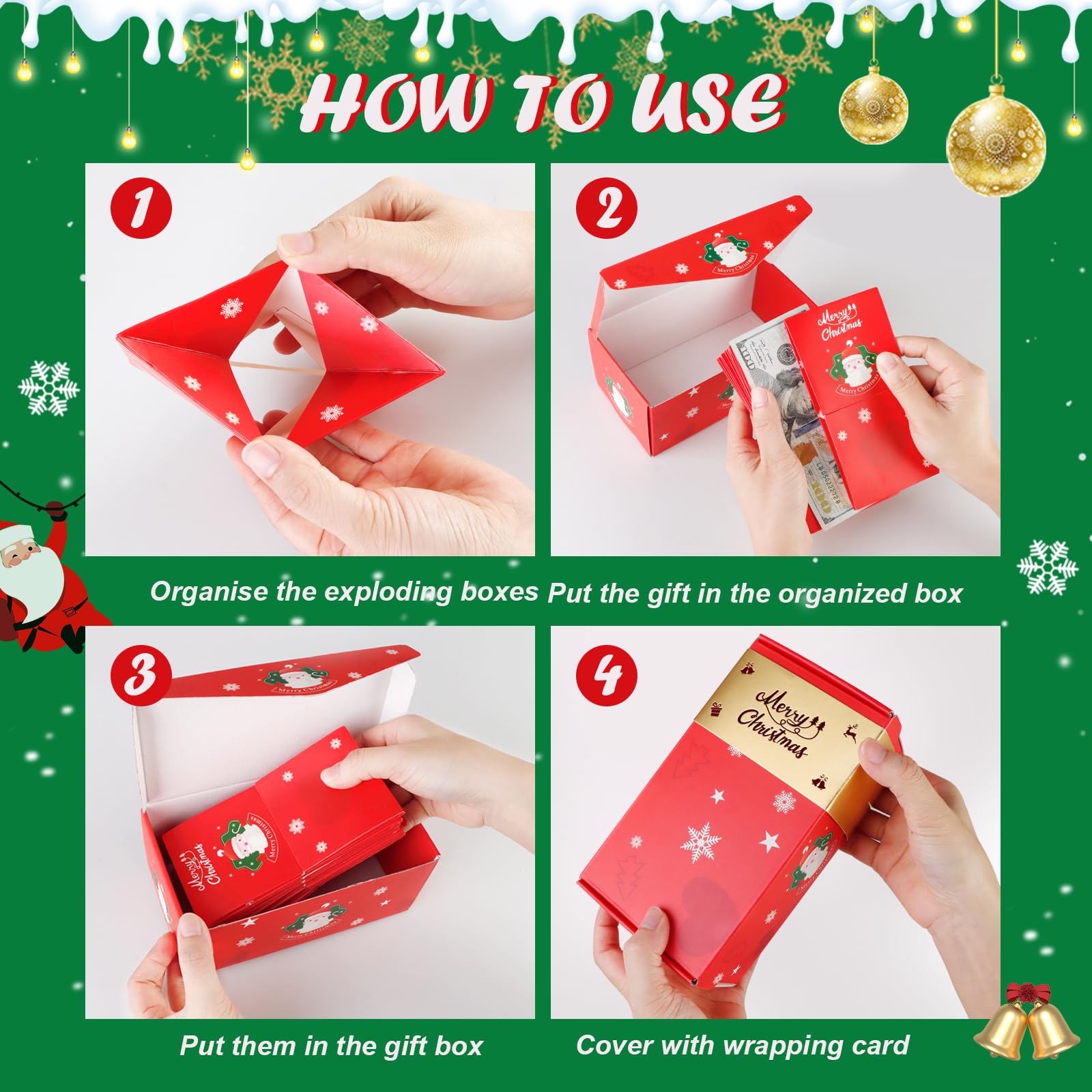 VisTapex 12 Boxes Surprise Gift Box Explosion Explosion Gift Box Surprise Box Gift Box For Money Surprise Gift Box Explosion Christmas Exploding Gift Box Christmas Boxes(Red