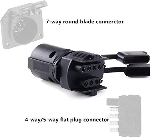 Super repairman 7 Pin Round to 4 Pin 5 Pin Flat Blade Trailer RV Boat Adapter Plug