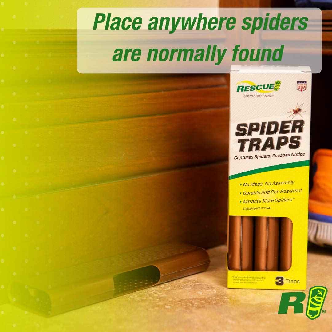 RESCUE! Spider Traps β Catches Brown Recluse, Hobo Spiders, Black Widows & Wolf Spiders - 4 Pack (12 Traps)