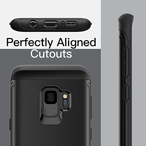 JETech Heavy Shockproof Case for Samsung Galaxy S9, Dual Layer Rugged Protective Phone Cover with Shock-Absorption (Black)