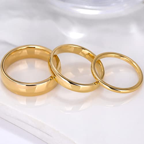LAANSRER 2mm Titanium Ring for Women Men Dome High Polished Wedding Band Rings Gold Comfort Fit Size 4.5