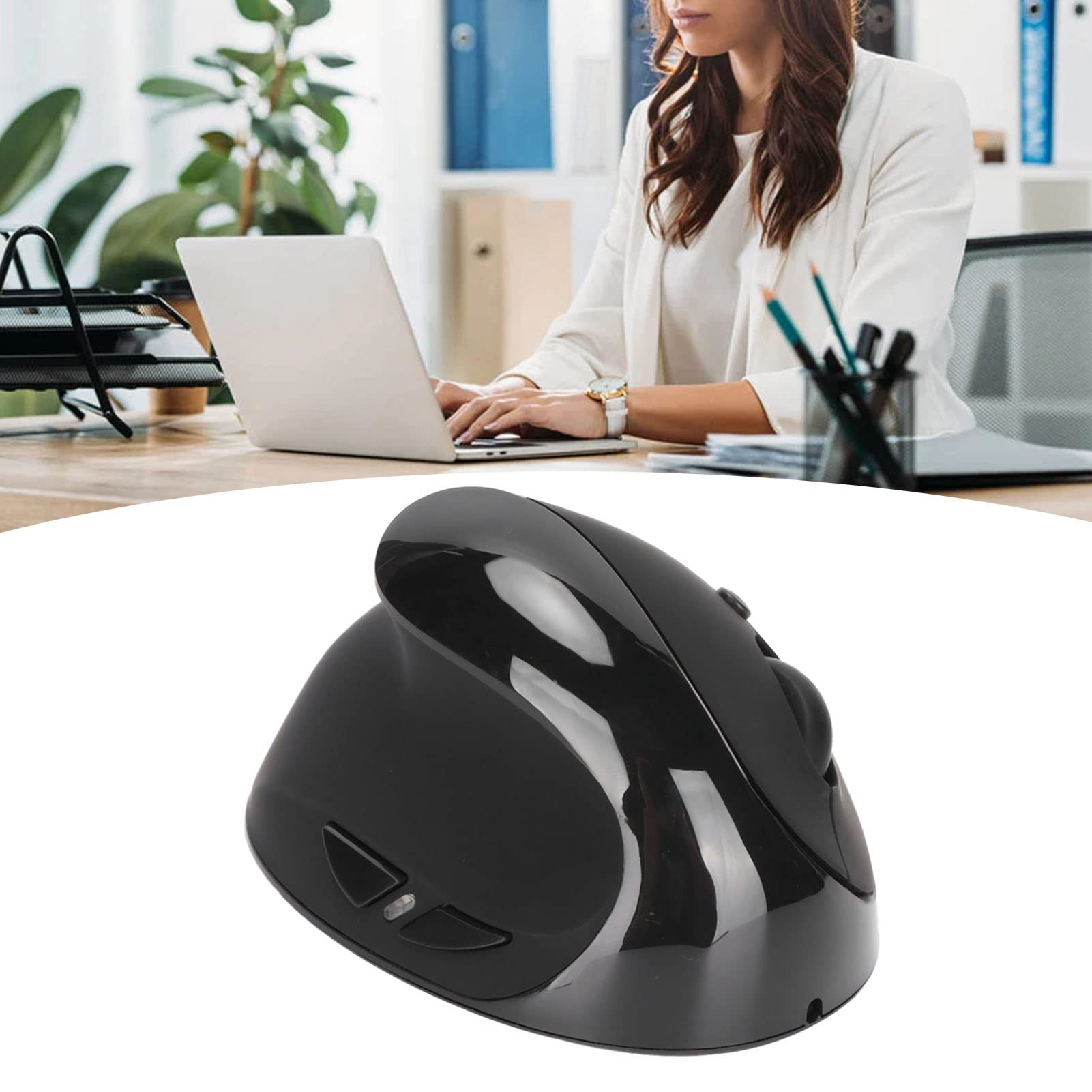 Pomya Left Hand Vertical Mouse, Ergonomic Wireless Left Handed Mouse, Rechargeable Ergonomic Vertical Mice, with USB Adapter for PC Laptops Desktop(Black)