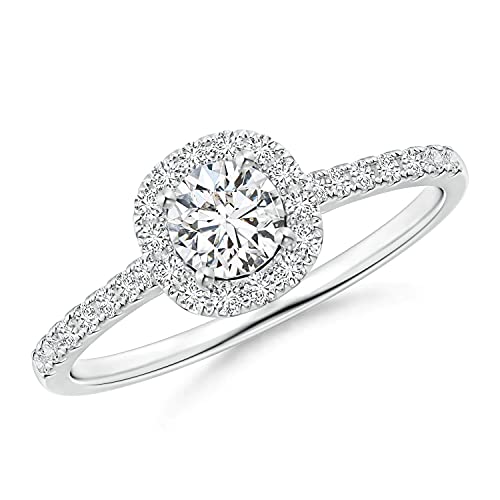 Lab Created Round Diamond Halo Wedding Engagement Ring in 14K White Gold Finish (All Custom Sizes AVBL 5-12)