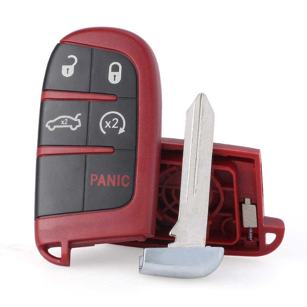 Keymall keyless Entry Replacement Red Remote Key Shell Case Blank 5B Fob for Dodge Challenger Charger Dart Durango, for Chrysler 300