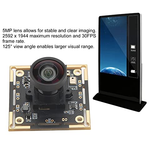 USB Camera Module, 5MP Drive Camera Board Dual Digital Microphone 125° Field of View for Equipment