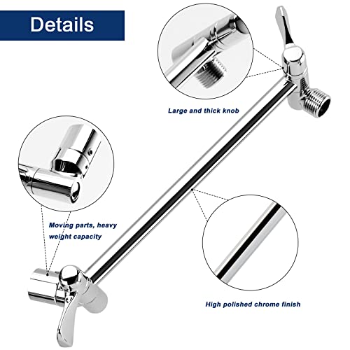 Shower Head Combo with 11'' Extension Arm,High Pressure Rain Shower Head with Handheld Shower Spray and Holder/ 1.5M Hose,Dual Rainfall Showerhead Set,Chrome (12 Inch)