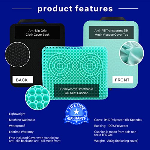 Zen Virtuoso Gel Seat Cushion for Tailbone Support and Relief from Butt and Back Pain and Pressure - Cushions are Large Thick and Comfortable - Ideal for Office Chairs Driving Travel and Long Sitting