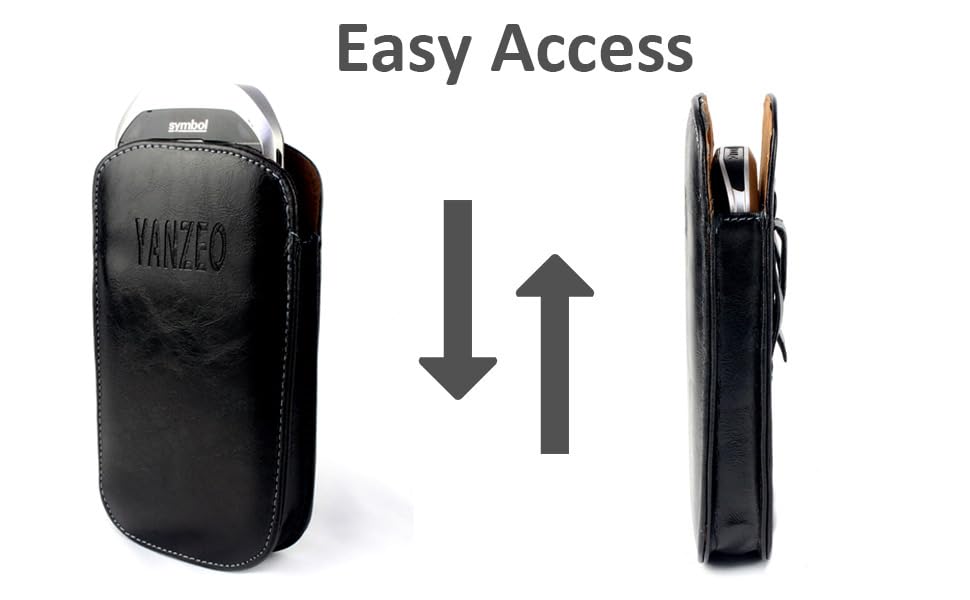 Zebra TC77 TC70 Scanner Leather case, Yanzeo Sturdy Portable Bag, Suitable for Zebra TC75, TC21, TC51, TC52, TC72, TC77, Handheld Barcode Touch Mobile Data Terminal, Bracket with Metal Clip
