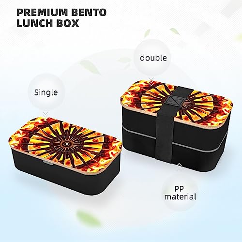 Turning The Flame Adult Lunch Box, Bento Box, With Cutlery Set Of 3, 2 Compartments, Rectangular, Lunch Box For Adults