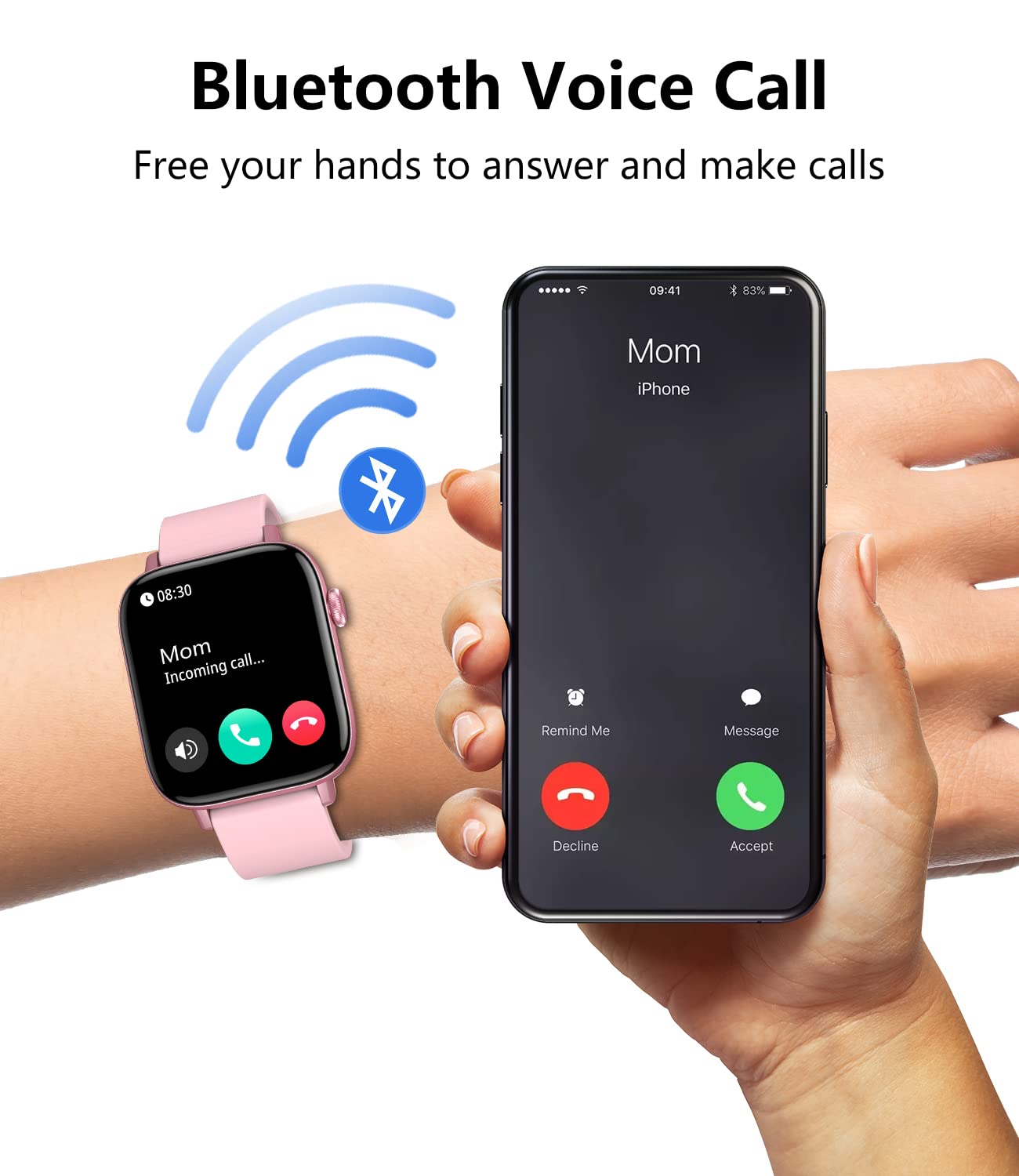 Smart Watch for Men Women, 1.9'' HD Touch Screen Fitness Tracker with Bluetooth Call Answer/Dail, IP67 Waterproof Smart Watch for Android iPhone with Heart Rate Blood Pressure