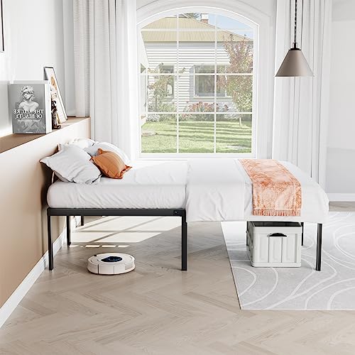 Sweetcrispy King Bed Frame - Heavy Duty Metal Platform Bed Frames King Size with Storage Space Under Frame, 14 Inches, Sturdy Steel Slat Support, No Box Spring Needed