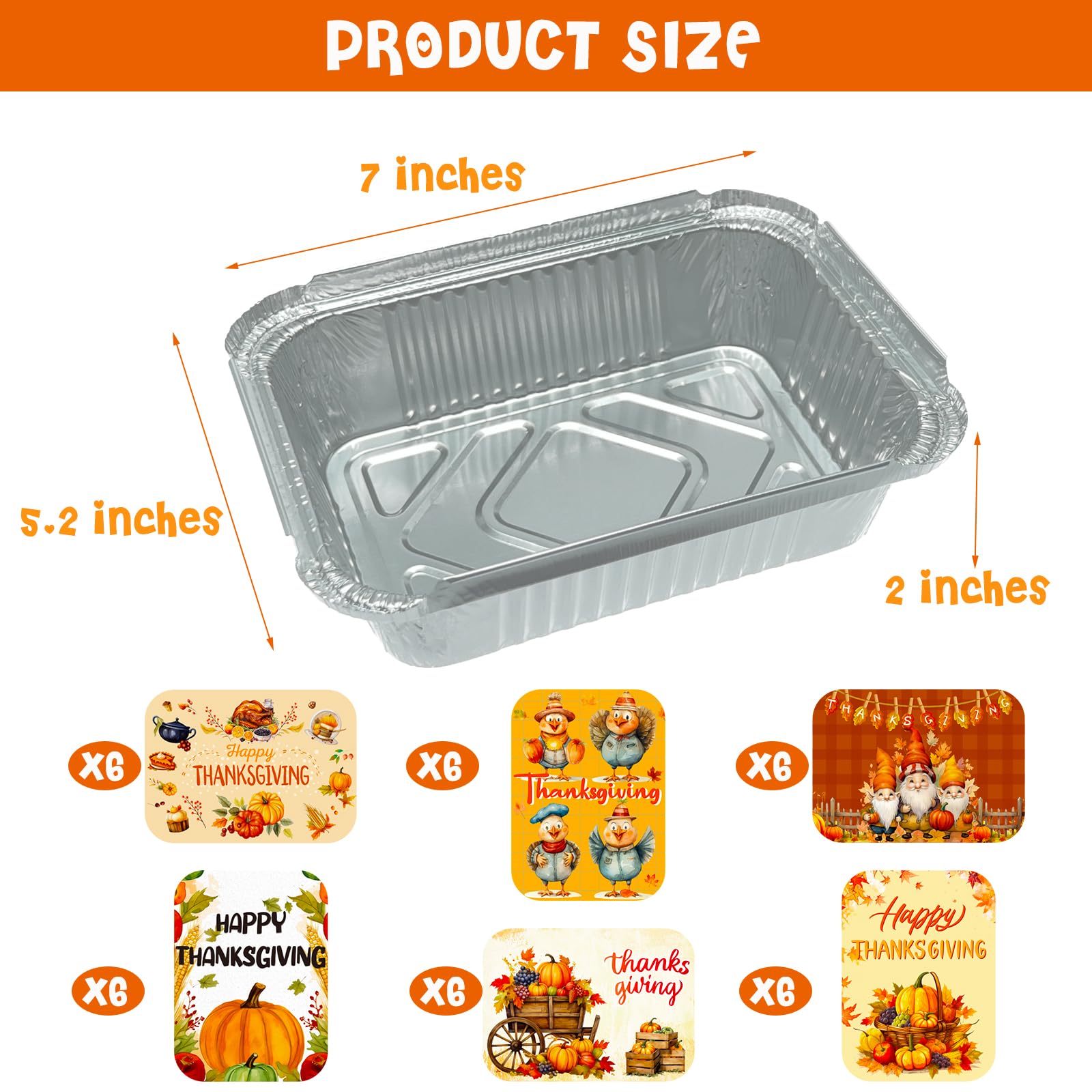 Thanksgiving Food Aluminum Pans Disposable Thanksgiving Leftover Containers with Lids 36Pcs Turkey To Go Cookware Takeout Fall Party Favors Supplies