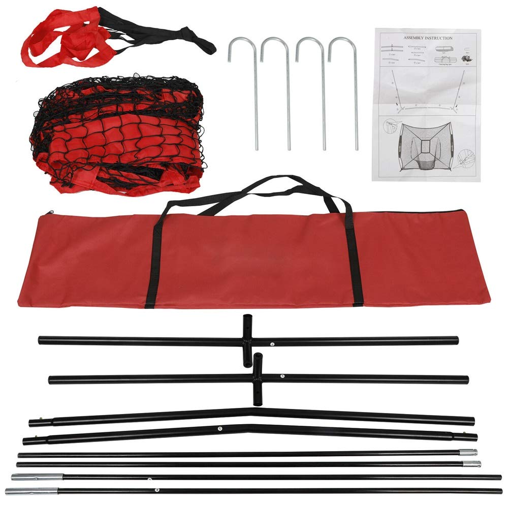 Hype Baseball Practice Training Net 7x7 w Strike Zone 28-42" Adjustable Batting Tee