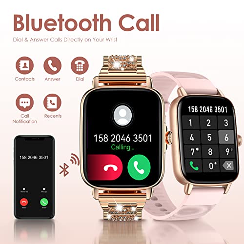 Smart Watch for Women Bluetooth Dial Call Speaker Fitness Tracker with Heart Rate Monitor Sleep Tracker Pedometer Smartwatch 1.69" HD Full Touch Screen Activity Tracker Watch for iPhone Android