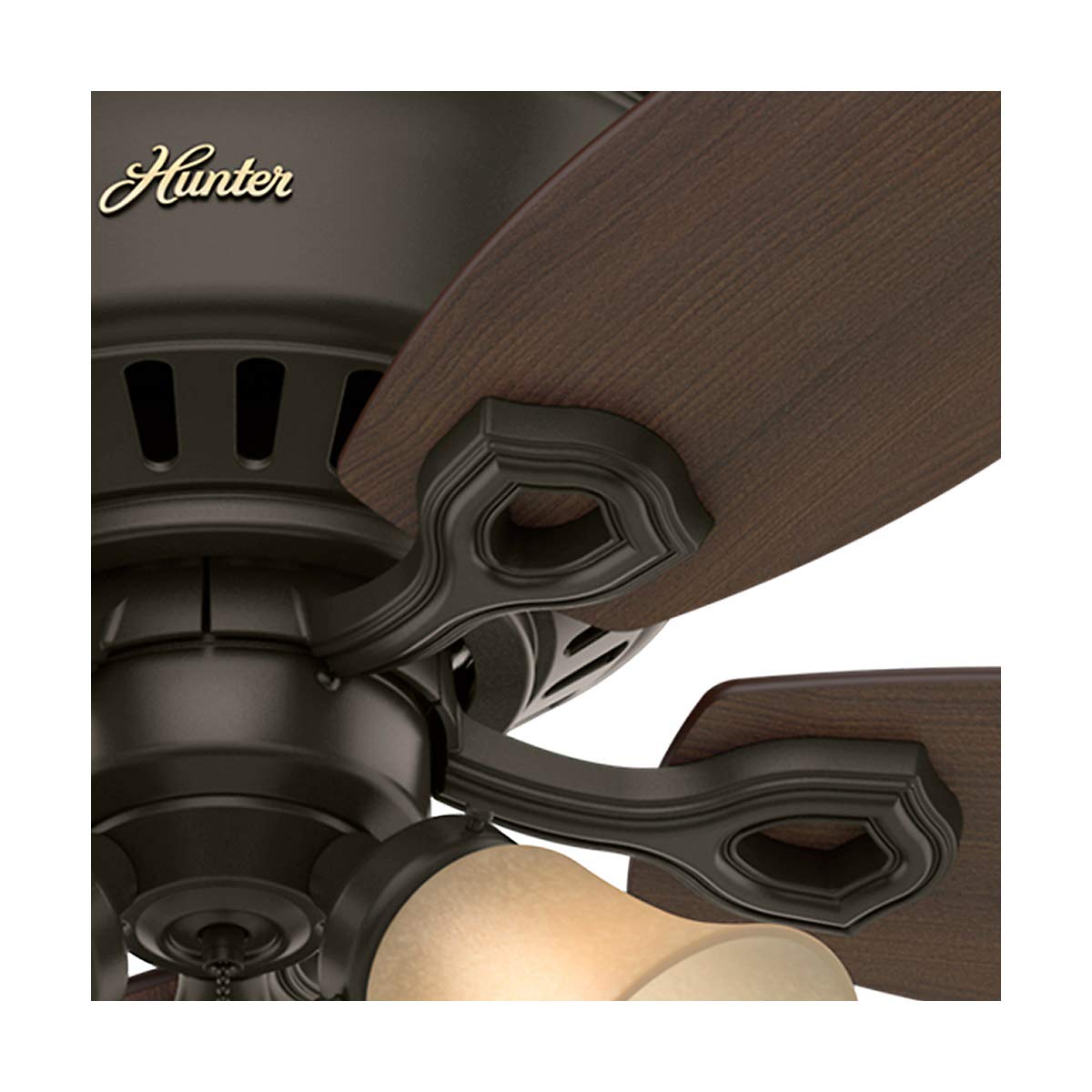 Hunter Fan Company Indoor 53327 52" Builder Low Profile Ceiling Fan with Light, 52 inch, New Bronze finish