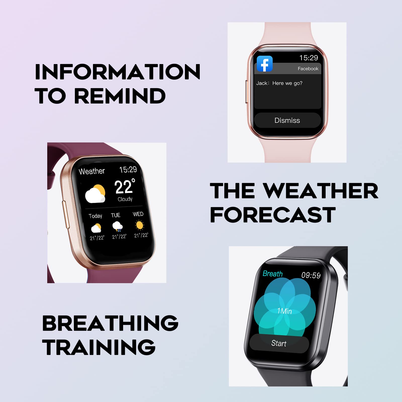 Smart Watch for Android iOS Sleep Tracker Message Notification Waterproof 100+ Dials Smartwatch Pedometer Watch Calorie Counter for Women Men