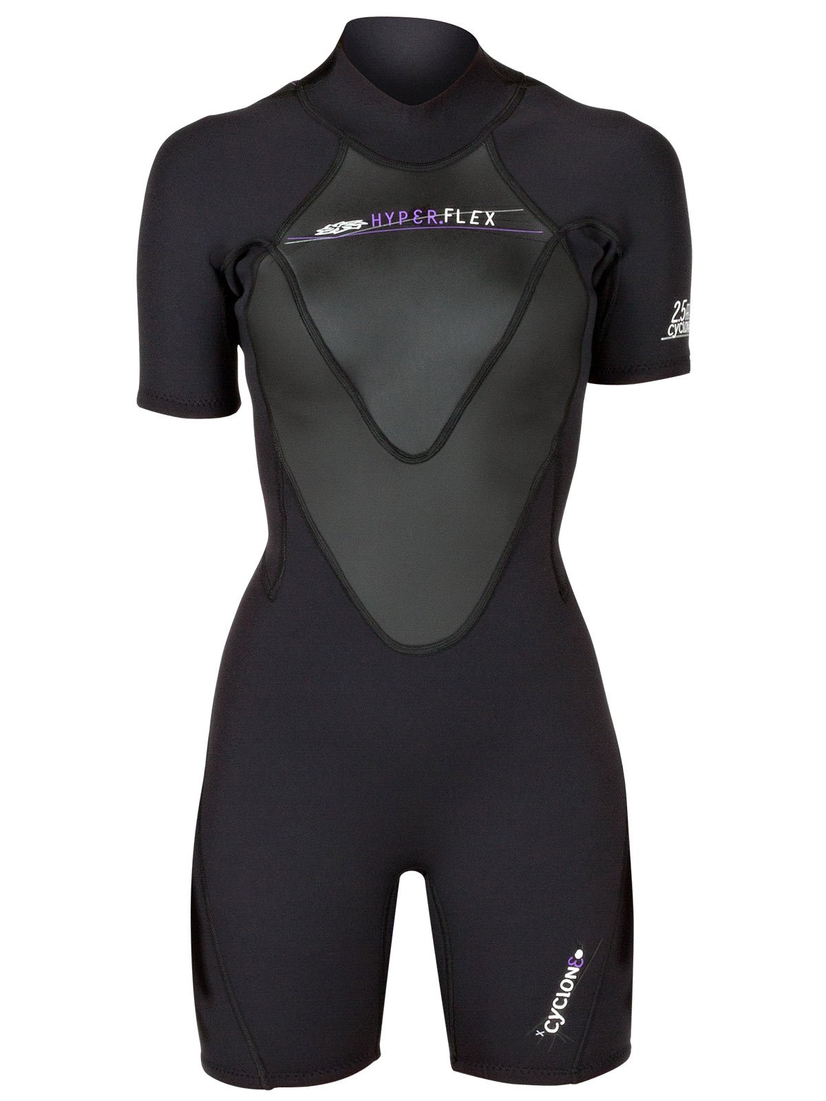 Hyperflex Wetsuits Women's Cyclone2 2.5mm Spring Suit, Black, 8 - Surfing, Windsurfing & Kiteboarding
