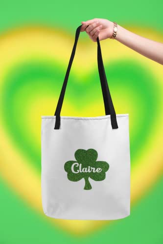 Personalized Name Shamrock Iron On Decal, Shamrock Name, Heat Transfer, Tshirt Decal, Applique, St. Patrick's Day Decal, Iron On Patch, DIY (Green Glitter)