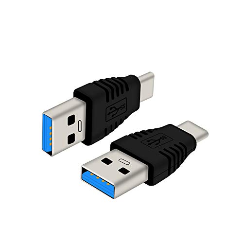 rgzhihuifz Type-C Male to USB3.0 Male Adapter,USB C to USB A 5G 3A Converter, USB 3.1 AM to CM Support Data Synchronization and Charging, Suitable for Mobile Phones, Computers,2-Pack