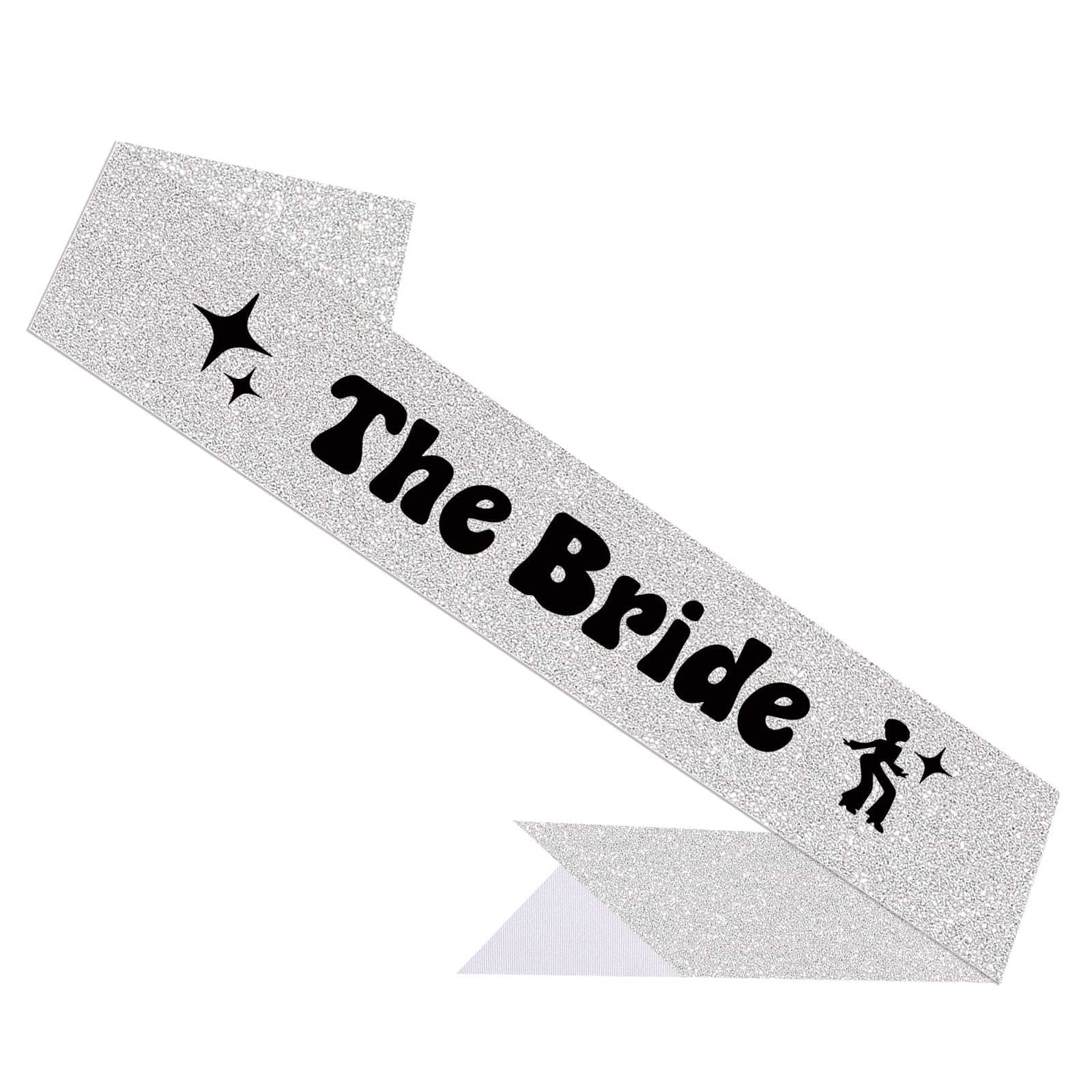The Bride Sash - Disco Bride to Be/Bachelorette Party Decorations - Mamma Mia Bridal Shower Party Decorations, Dancing Queen Disco Bride Decorations Silver Glitter