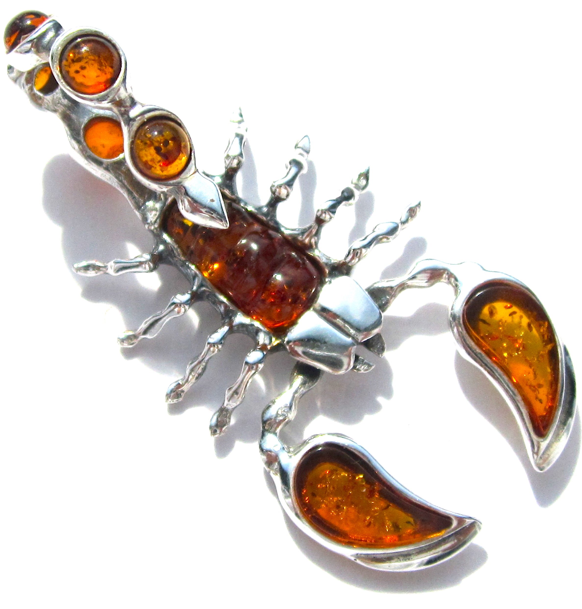Ian and Valeri Co. Amber Sterling Silver Scorpion Pendant