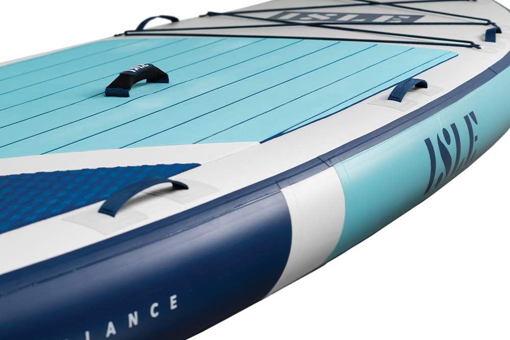 ISLE Megalodon Inflatable Stand Up Paddle Board & iSUP Bundle Accessory Pack — Up to 1,050 lbs Capacity — Durable, Lightweight with Stable Stance — 15' L x 56" W x 8" Thick