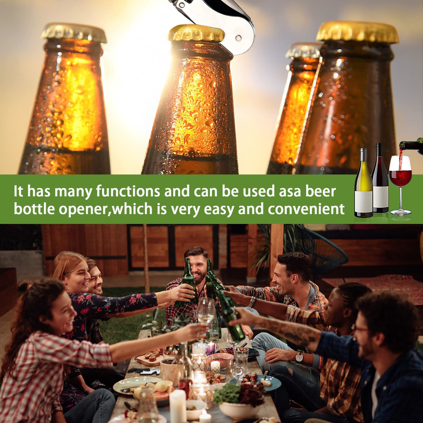 Professional Wine Opener,Best Bottle Opener For Beer or Wine, All-In-One Waiters Corkscrew,The Favored Choice of Sommeliers, Waiters and Bartenders Around the World,10Packs