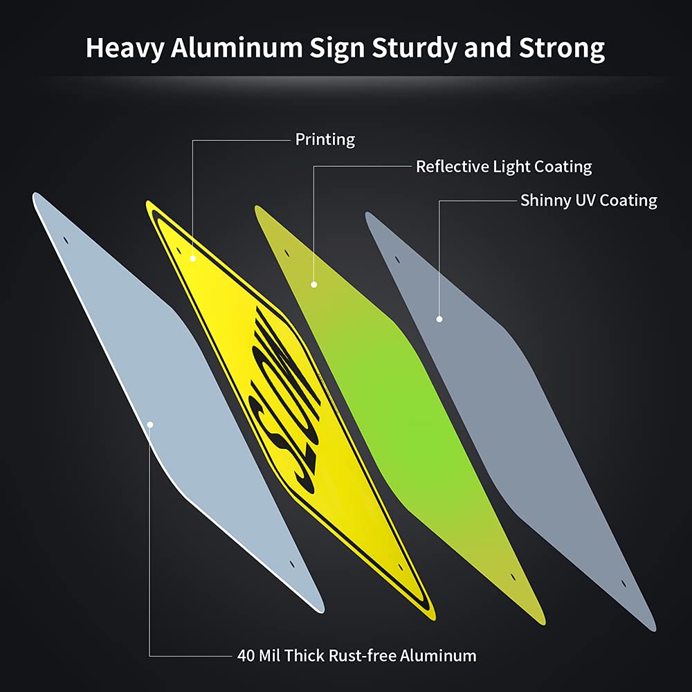 Slow Sign, - 12"x 12" - .040 Aluminum Reflective Sign Rust Free Aluminum-UV Protected and Weatherproof