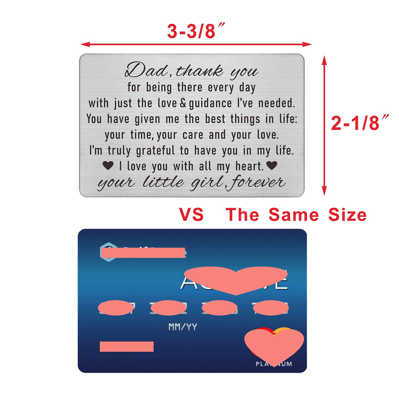 Laluminter Dad Gifts from Daughter - Thank You Dad Engraved Wallet Card Inserts - Father Fathers Day Christmas Keepsake
