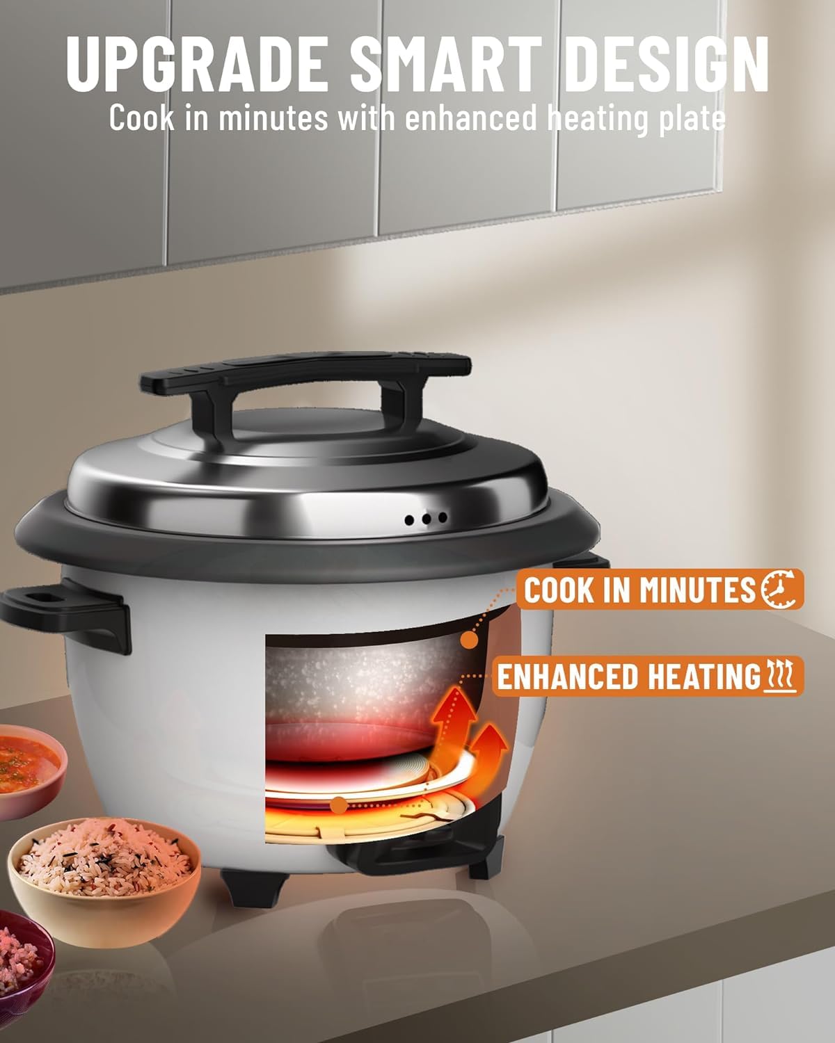 Wantjoin Rice cooker Stainless Rice Cooker & Warmer Commercial Rice cooker for party and family(10L capacity for 4.2L rice,42CUPS) White