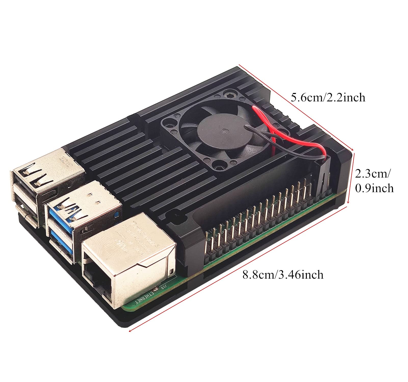 Raspberry Pi 4 Armor Case with Cooling Fan, Raspberry Pi 4 Aluminum Alloy Metal Case Compatible with Raspberry Pi 4 Model B Computer