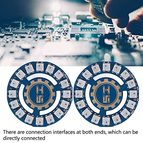 Uxsiya LED Ring Lamp Board, Ring RGB LED Full Color 5V 800Kbps 5050 LEDs 2 Pcs for DIY