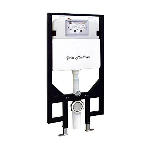 Swiss Madison Well Made Forever SM-WC424 Toilet Tank Carrier, For 2 x 4 Residential Studs, White & SM-WT449 St. Tropez Wall Hung Toilet, Glossy White