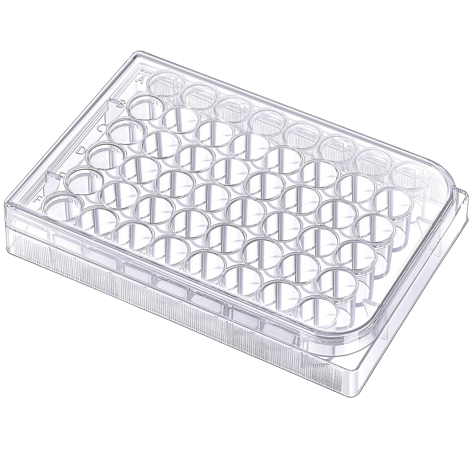 Tellegloww 1 Pack Disposable Sterile Flat Tissue Cell Culture Plates with Lid Tissue Culture Treated Plate for Lab Cell Culture, Clear (48 Well)