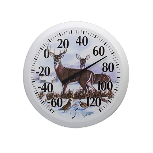 Springfield Indoor Outdoor Thermometer, Outdoor Thermometers for Patio 13.25-Inch - Winter Deer