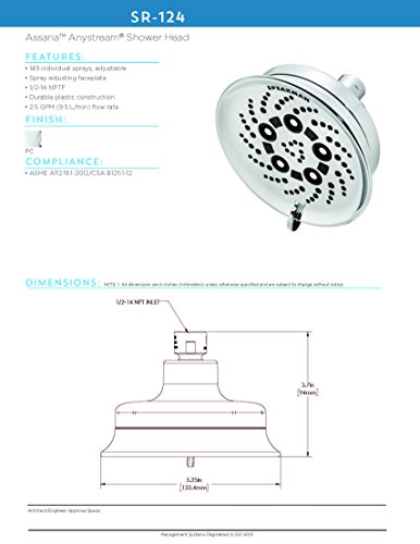 Speakman SR-124 Assana Anystream Multi-Function Shower Head, Polished Chrome