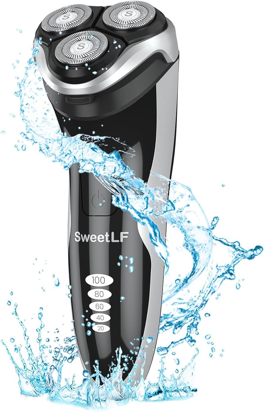 SweetLF Waterproof IPX7 Electric Shaver, Wet & Dry Rotary Shavers for Men, 3D Rechargeable Electric Razor with Pop-up Trimmer