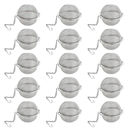 Loose Leaf Tea Steeper,15Pcs Tea Ball Infusers for Loose Tea,Extra Fine Mesh Tea Strainer Tea Diffusers,Stainless Steel Tea Filter for Brew Leaf Tea Flavoring Herbal Spices Seasonings