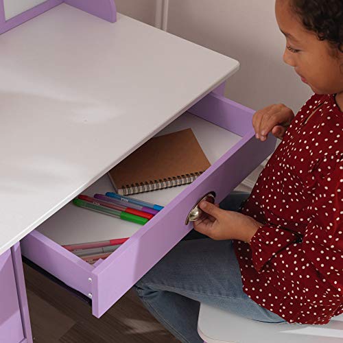 KidKraft Study Desk with Chair - Lavender, Drawers, Extra Storage, Handles, Bulletin Board, Sturdy, Solid, Kid-Sized Study, Gift for Ages 5-10